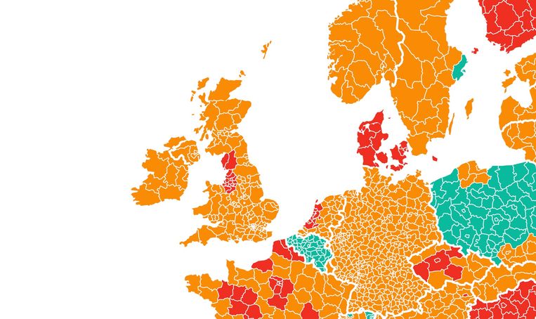 In kaart: de groene, rode en oranje zones in Europa. Hier mag u als ...