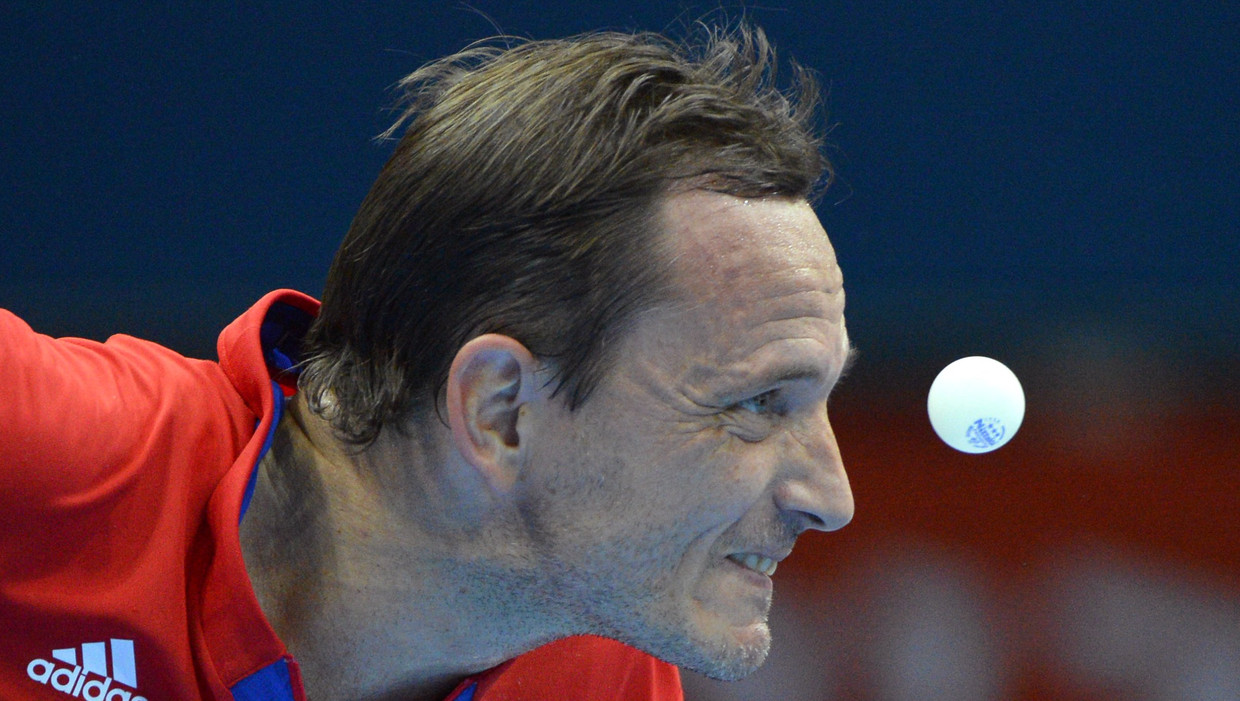 Jean-Michel Saive en Robin Devos op hoofdtabel EK tafeltennis