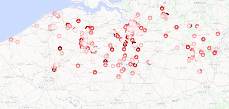 In kaart: dit zijn alle 314 ‘zwarte kruispunten’ in Vlaanderen