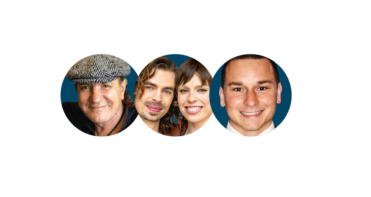 De mensen: Brian Johnson, Mia Nicolai en Dion Cooper, en Lucas Helmke